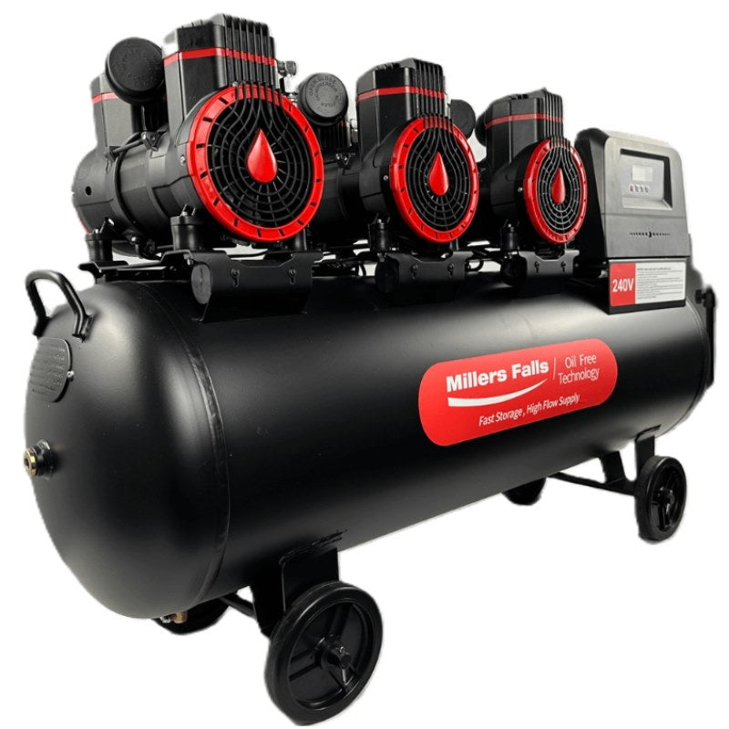 Millers Falls 2250W 3HP 100 Litre Oil-Free Air Compressor Direct Drv ...